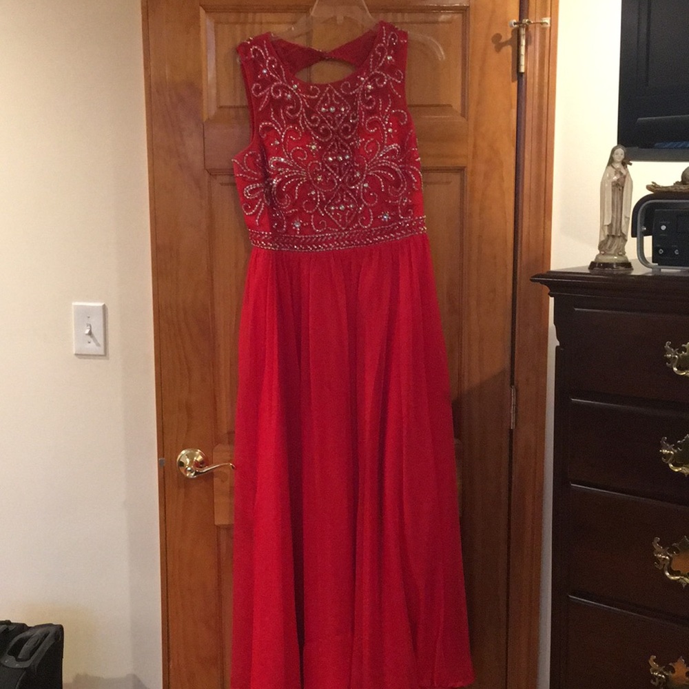Ruby Red Beaded Prom Dress - Gem